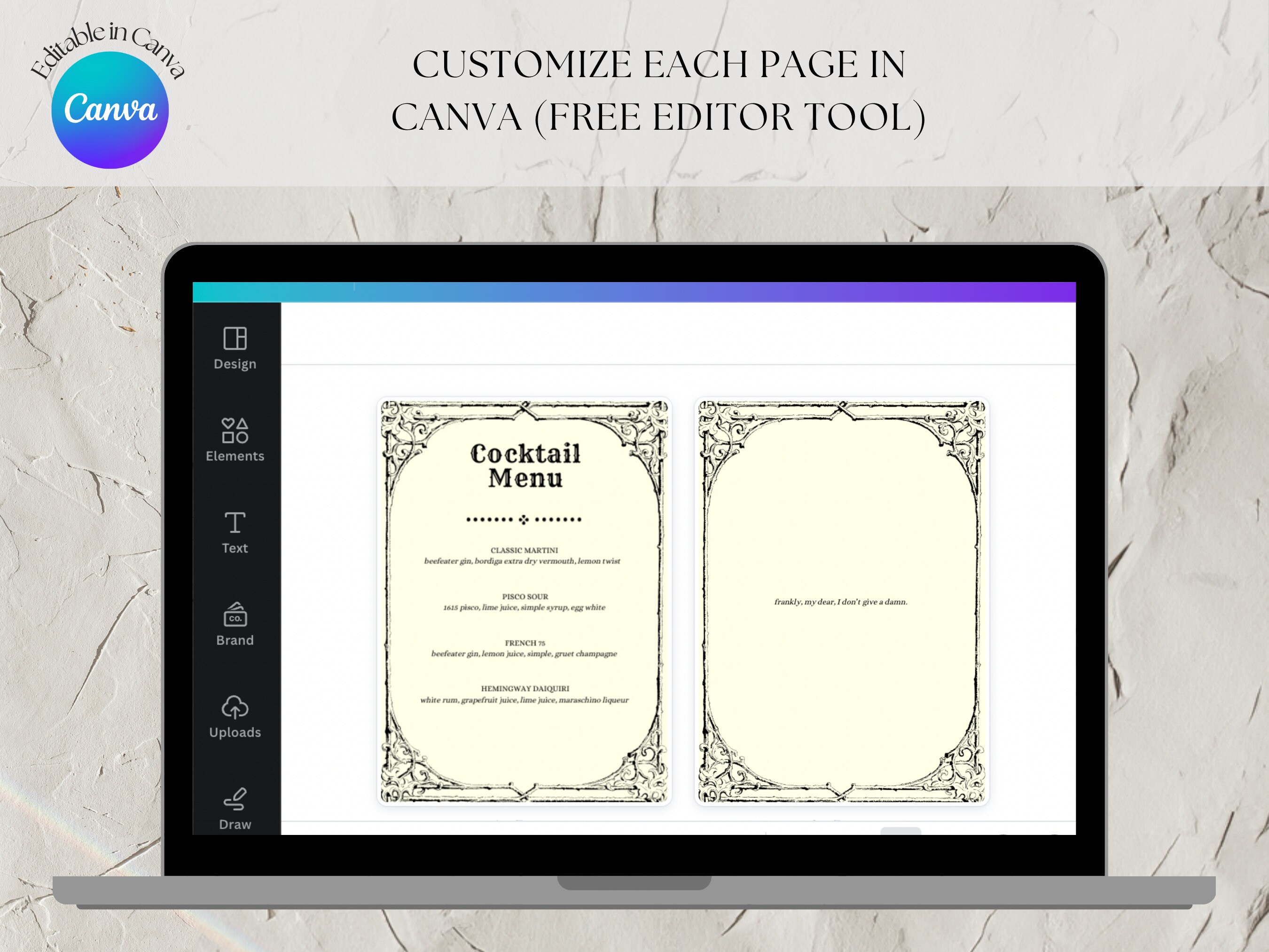 Oscars Party Cocktail Menu Template, Menu Template, DIY Oscars Menu ...