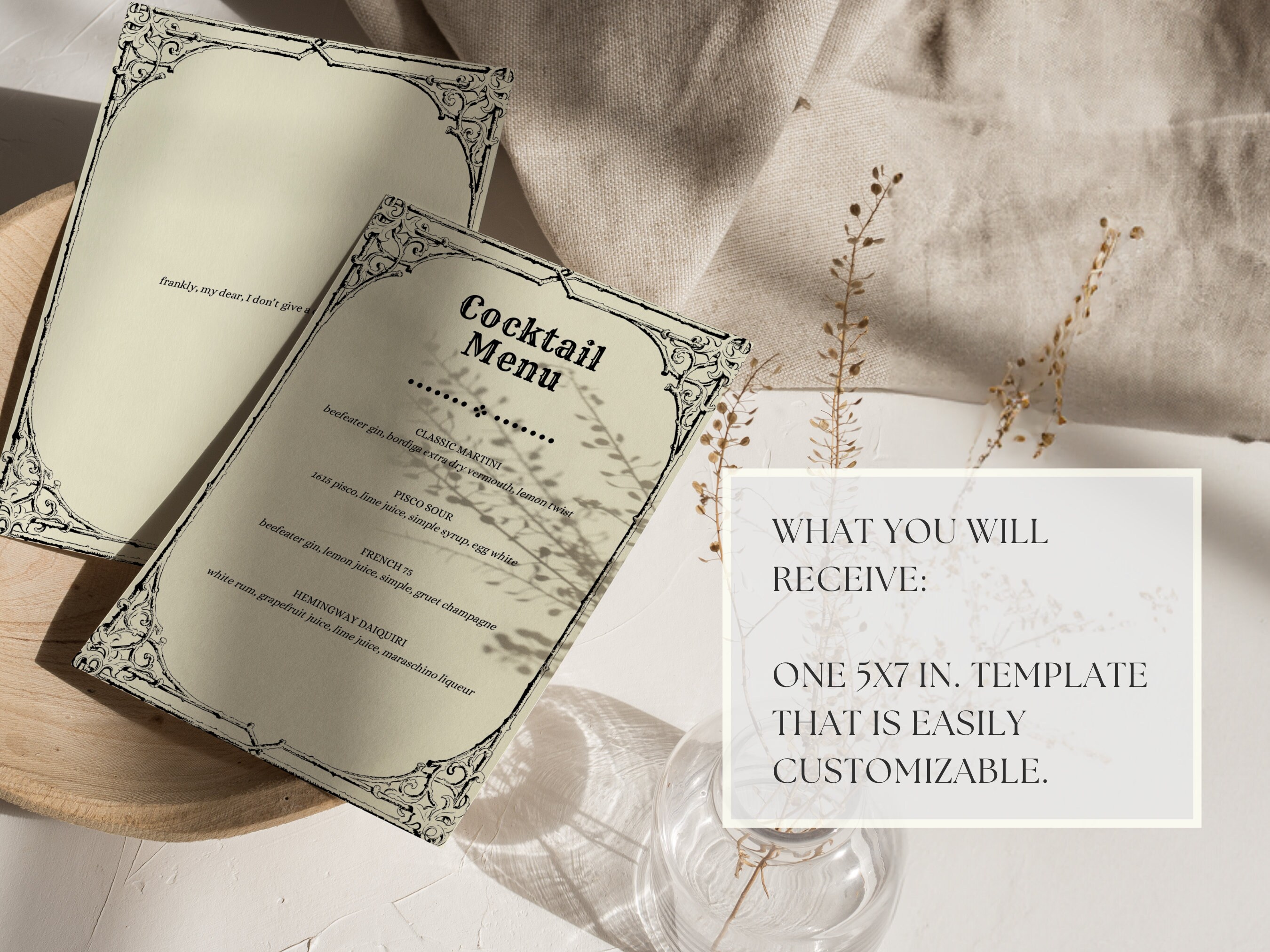 Oscars Party Cocktail Menu Template, Menu Template, DIY Oscars Menu ...