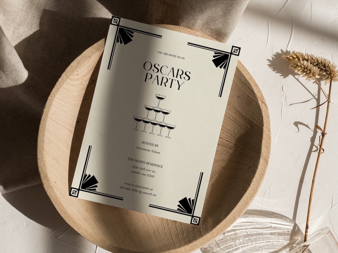 Oscar Party Invite Template, Great Gatsby Theme Party Template ...