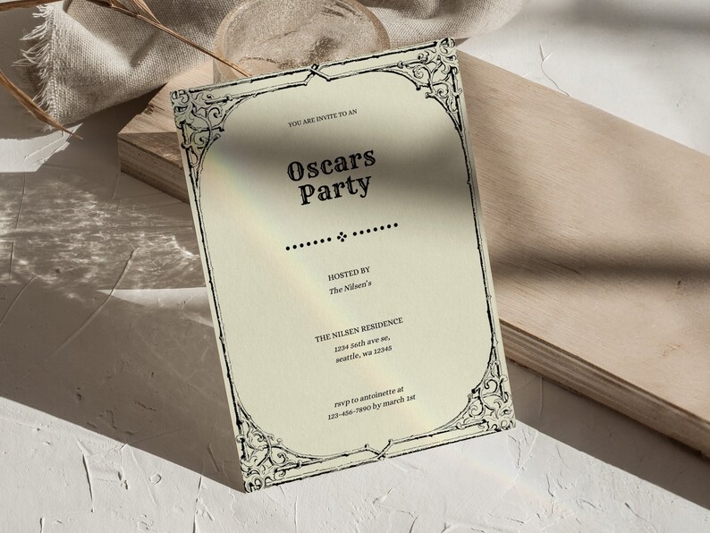 Victorian Oscar Party Invitation Template: Customizable Canva Invite ...