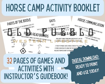 Horse Workbook-illustrated Digital Download for Pony Camp, Horse ...
