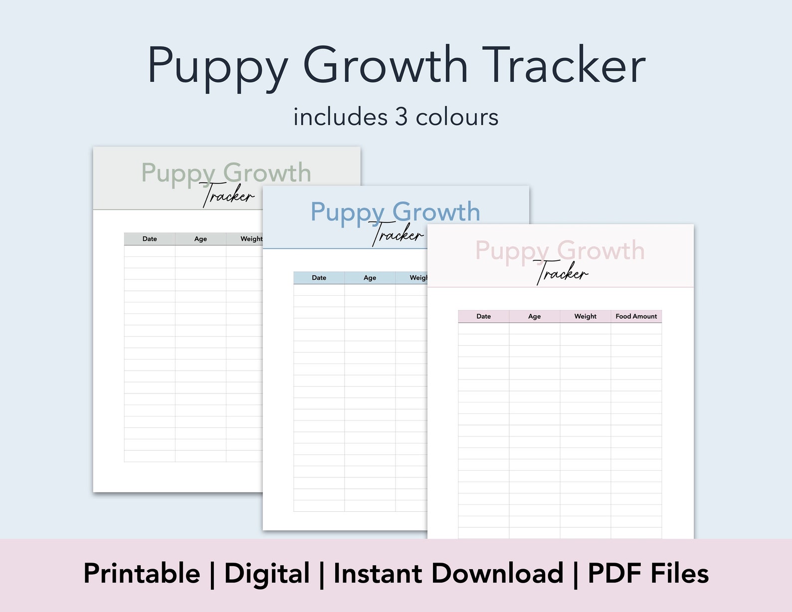 Puppy Growth Tracker | Dog Weight Chart | Pet Measurement Log ...