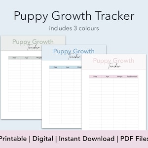 Puppy Growth Tracker | Dog Weight Chart | Pet Measurement Log ...