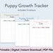Puppy Growth Tracker | Dog Weight Chart | Pet Measurement Log ...