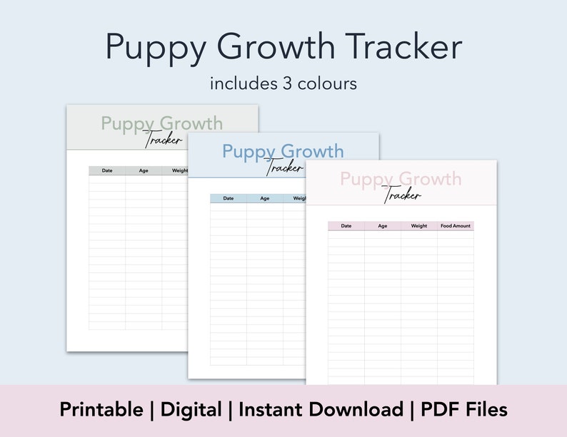 Puppy Growth Tracker | Dog Weight Chart | Pet Measurement Log ...