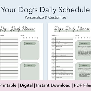 Dog's Daily Planner With Template | Puppy Schedule | Printable PDF ...