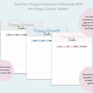 Puppy Growth Tracker | Dog Weight Chart | Pet Measurement Log ...