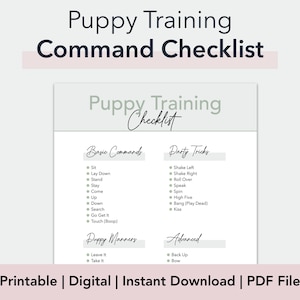 Puppy Training Checklist | Dog Basic Commands & More | Printable PDF - Etsy