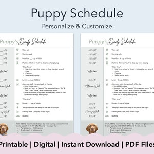 Puppy's Daily Schedule With Template | Printable PDF | Customize ...