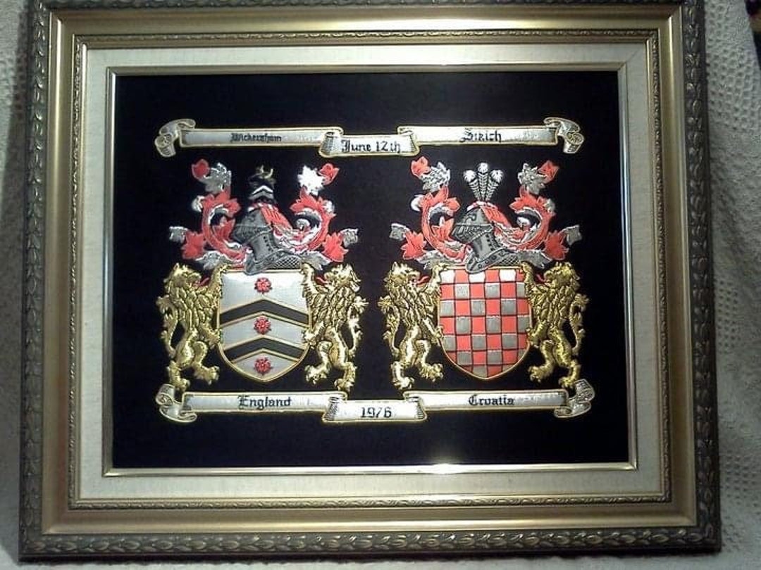 Double Coat of Arms Embroidery Framed. - Etsy