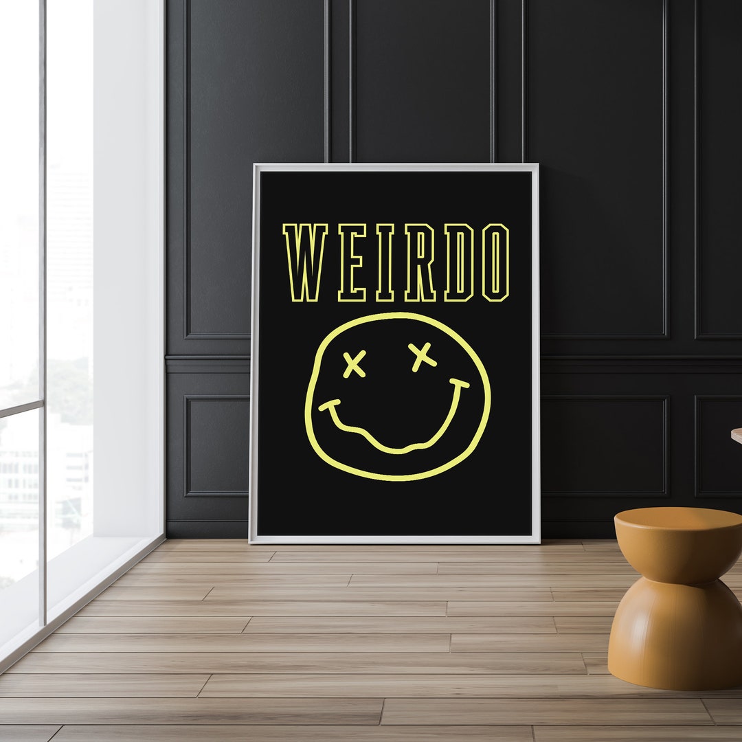 Weirdo Smiley Face Art Print, Smiley Art, Warped Smiley Art Print ...
