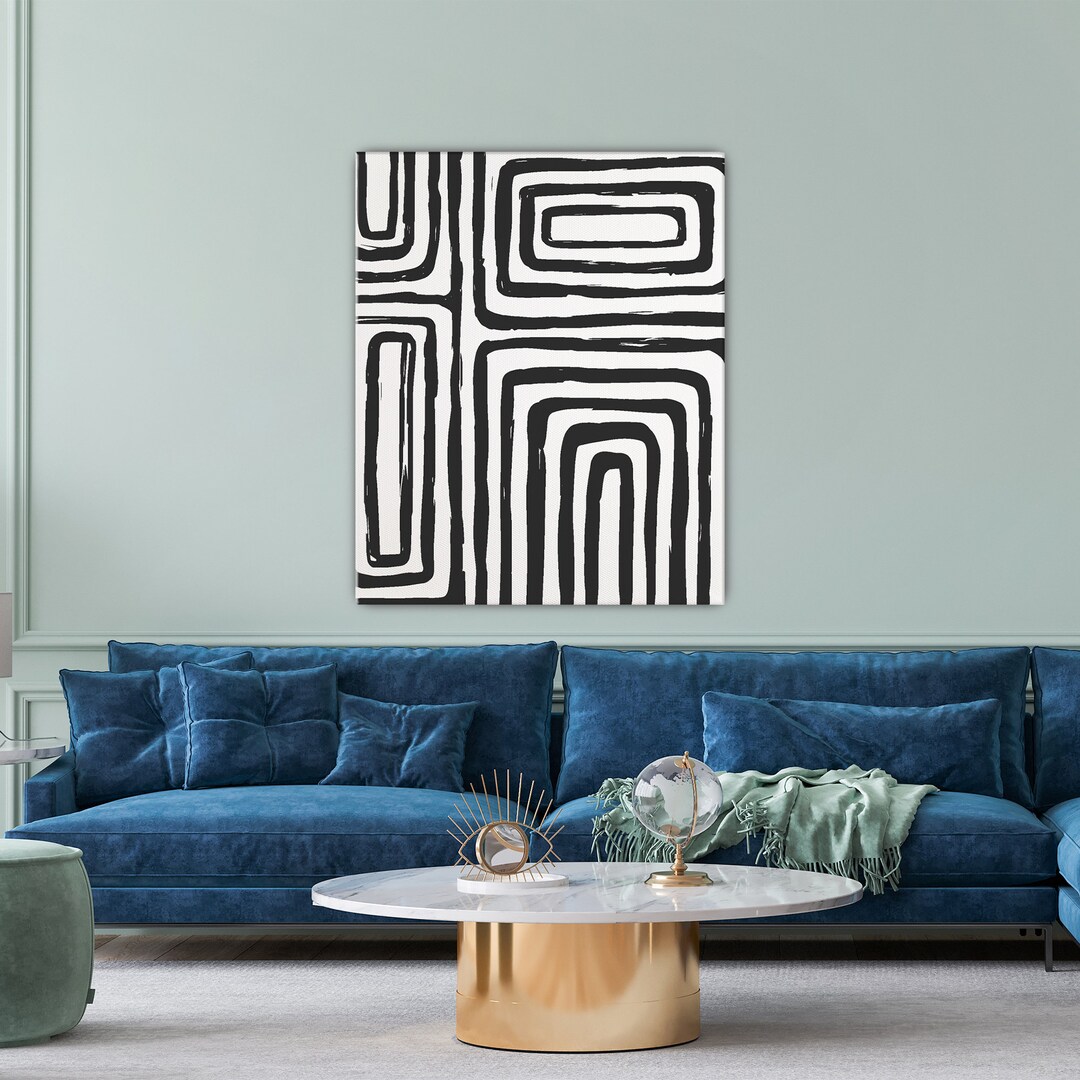 Abstract Black Lines Acrylic on Canvas, Black Lines Canvas Art ...
