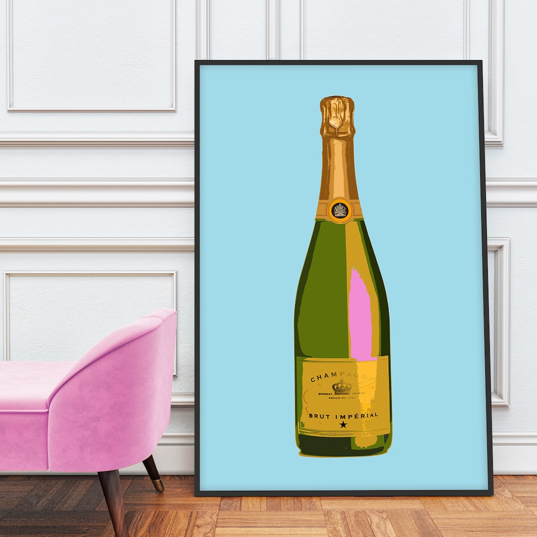 Champagne Bottle Art Print, Champagne Bar Art, Trendy Art, Champagne ...