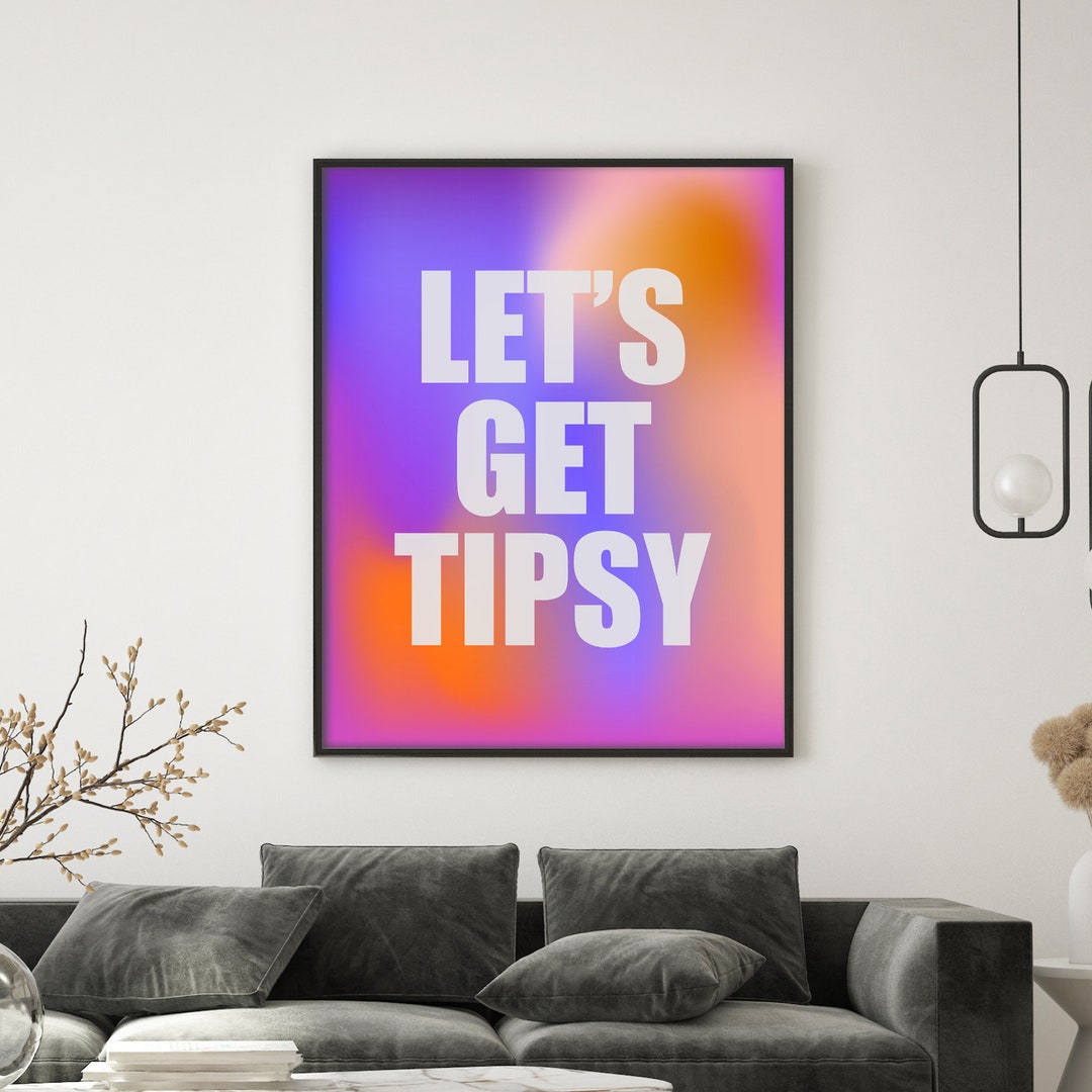 Let's Get Tipsy Bar Cart Art Print, Cocktail Bar Quote Art, Trendy Art ...