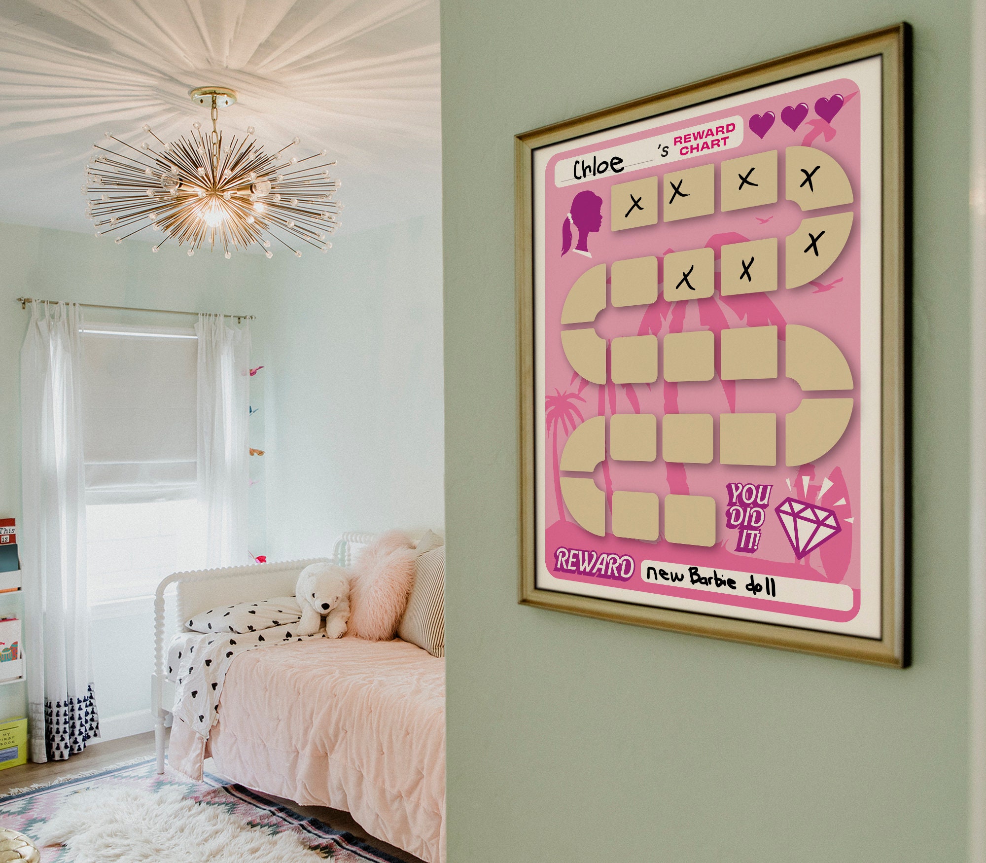 Retro Beach Babe Doll Reward Chart | Printable Chore Chart for Kids ...