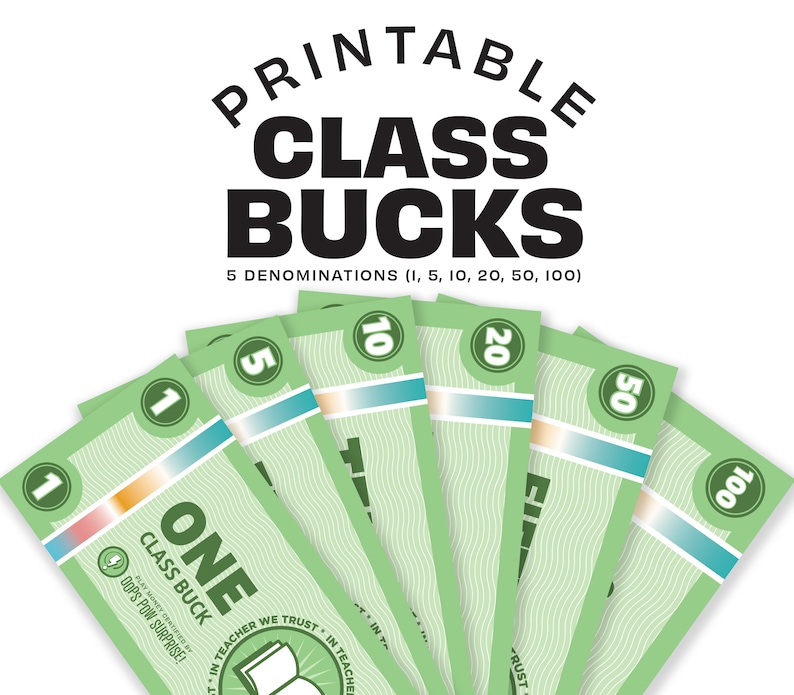 Printable Class Bucks Play Money Teacher Reward Coupons for Kids Teach ...
