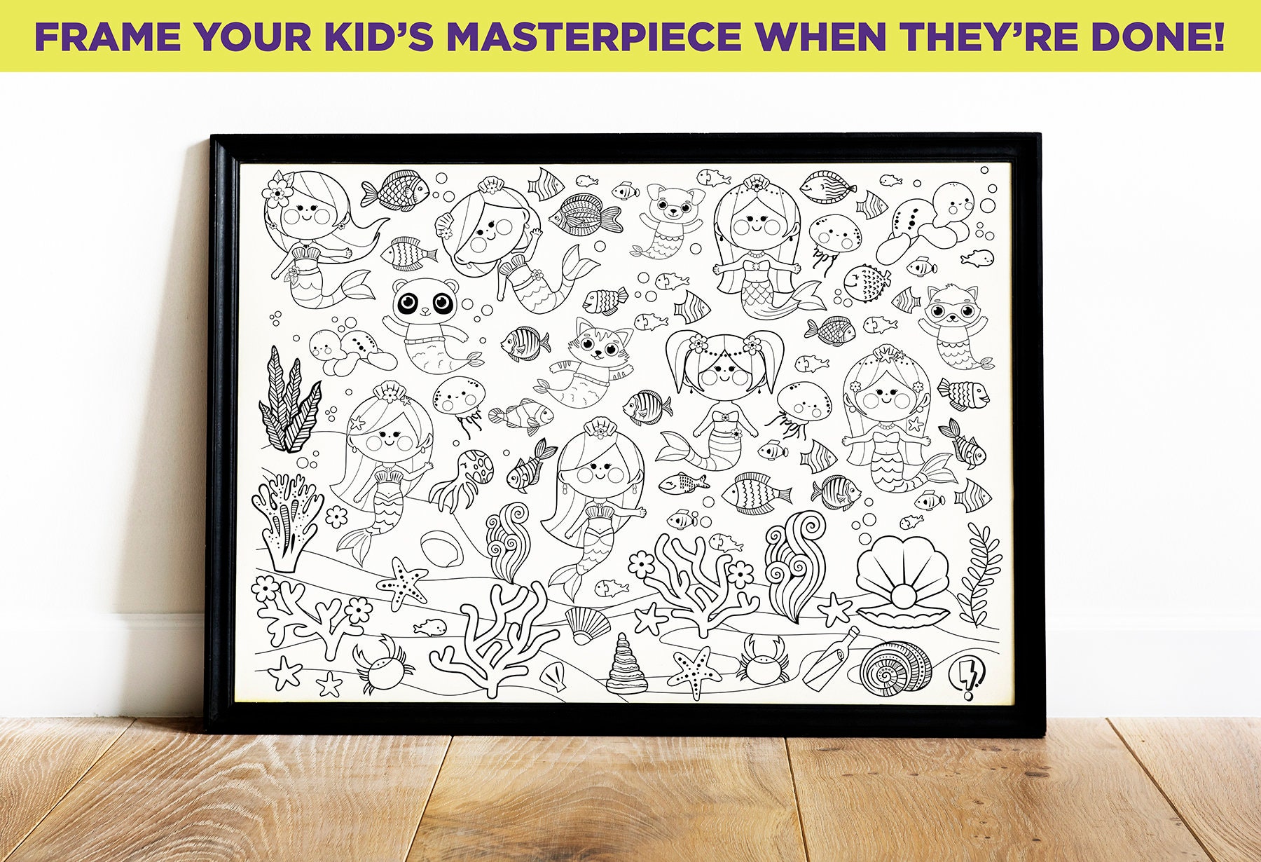 Giant Cute Mermaid Party Coloring Poster | Large Ocean Creature ...