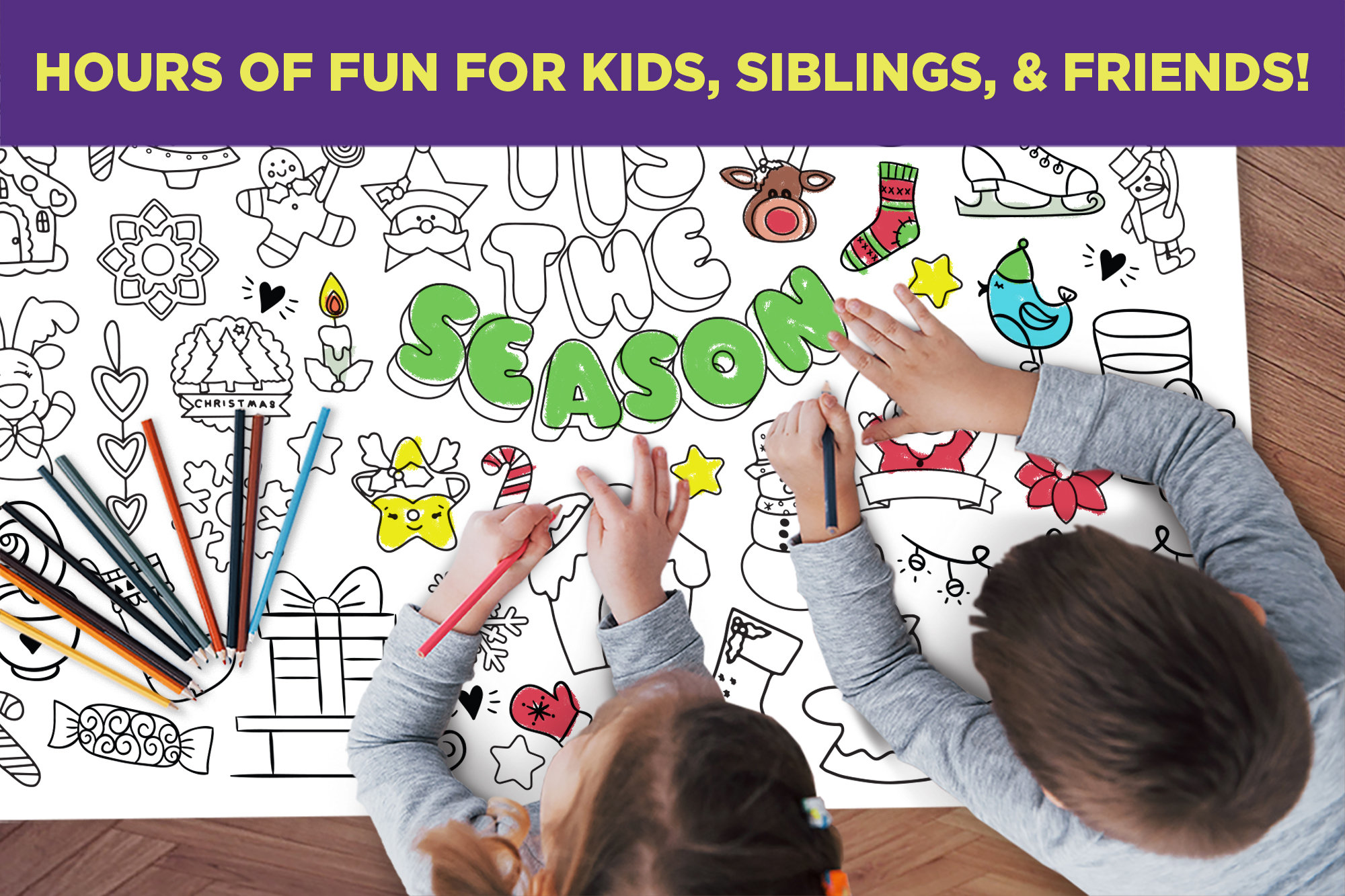 Giant Christmas Doodles Coloring Poster Printable Holiday Coloring Page ...