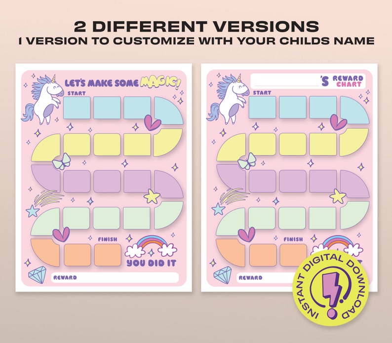 Unicorn Reward Chart Printable Magical Fantasy Chore Chart - Etsy
