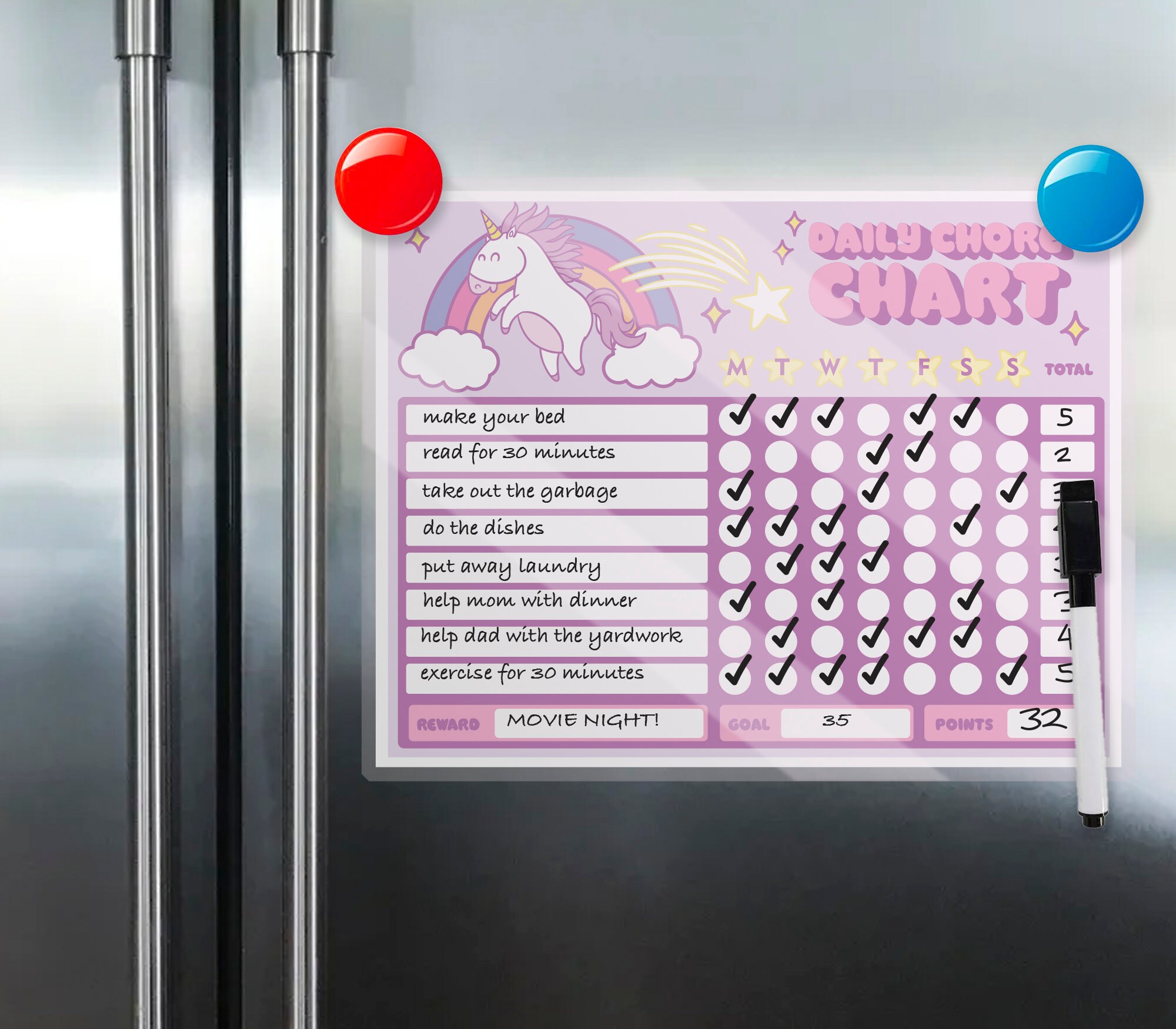 Magical Unicorn Rainbow Reward Chart | Printable Chore Chart for Kids ...
