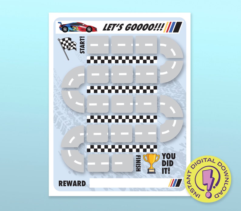 Racecar Reward Chart | Printable Racing Chore Chart for Kids | Behavior ...