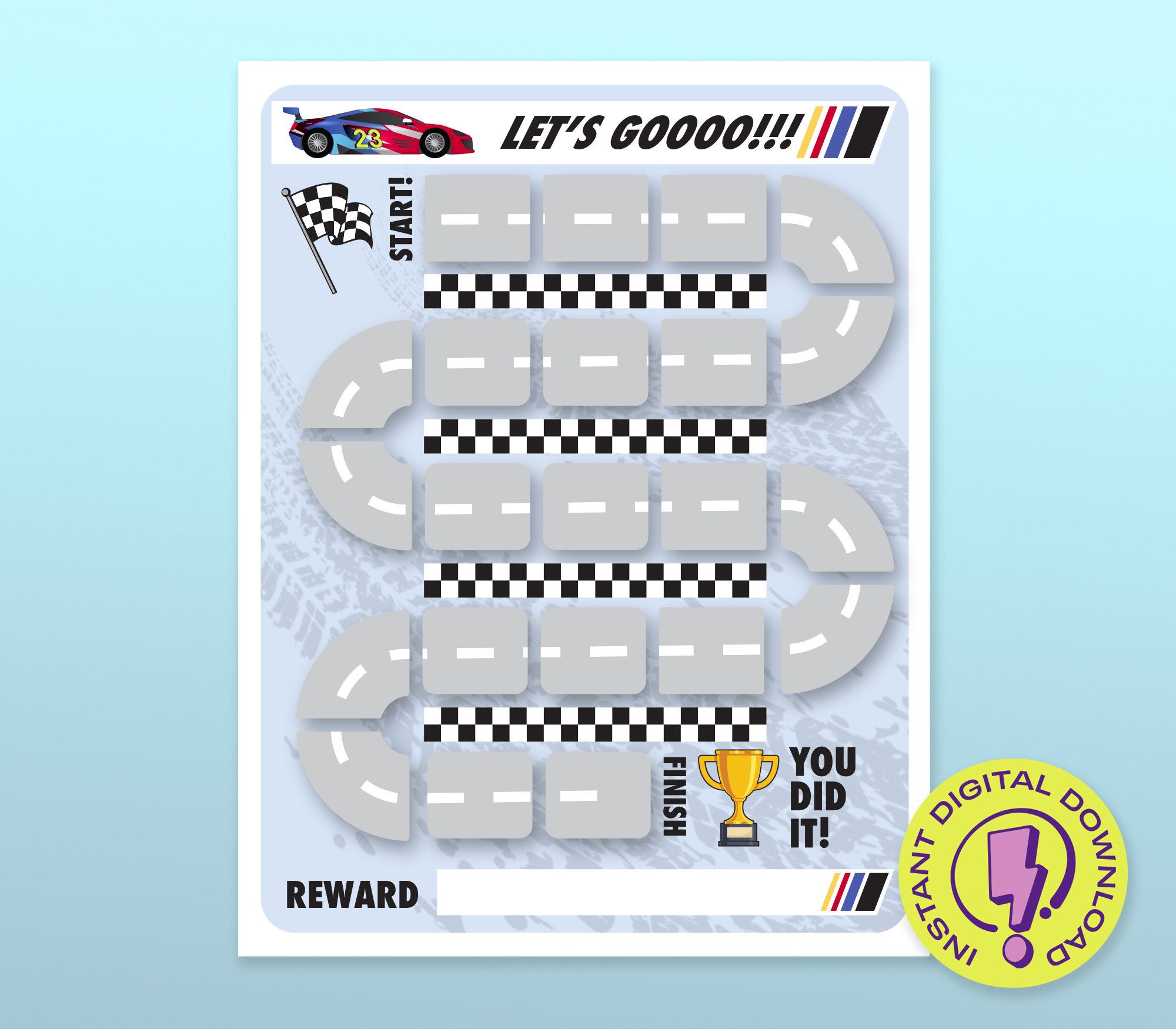 Racecar Reward Chart | Printable Racing Chore Chart for Kids | Behavior ...