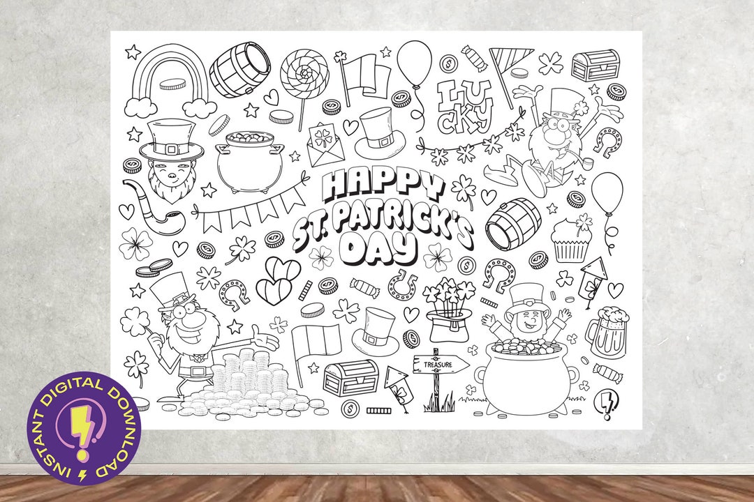 Giant St. Patrick's Day Doodle Collaborative Coloring Poster for Kids ...