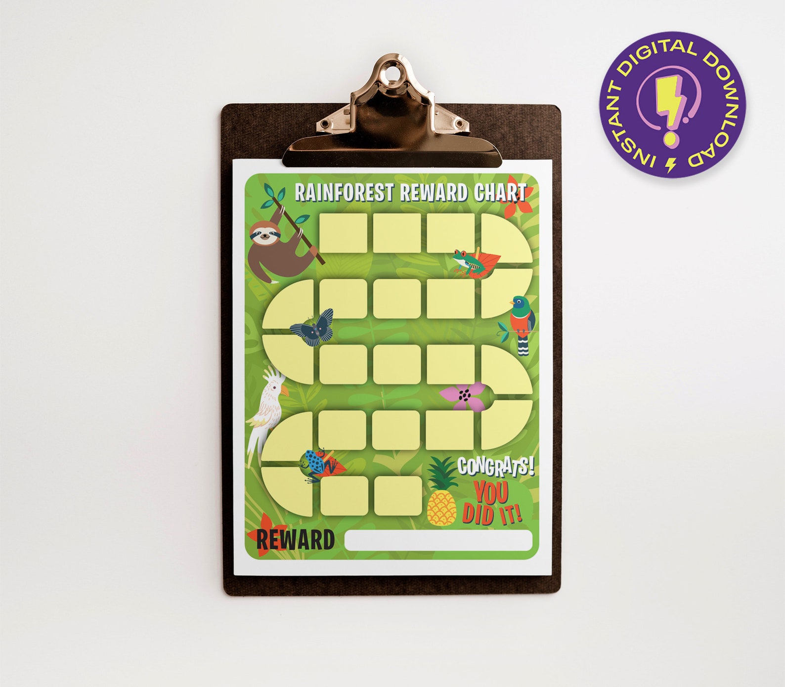 Cute Rainforest Animal Reward Chart | Printable Chore Chart for Kids ...