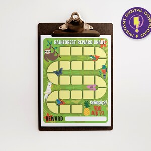 Cute Rainforest Animal Reward Chart | Printable Chore Chart for Kids ...