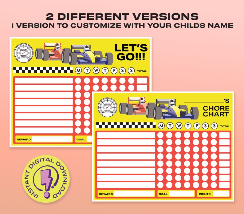 F1 Grand Prix Racing Reward Chart | Printable A4 Chore Chart for Kids ...