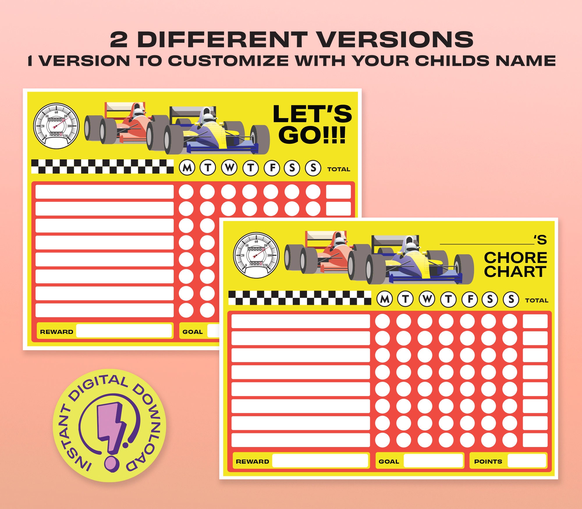 F1 Grand Prix Racing Reward Chart | Printable A4 Chore Chart for Kids ...