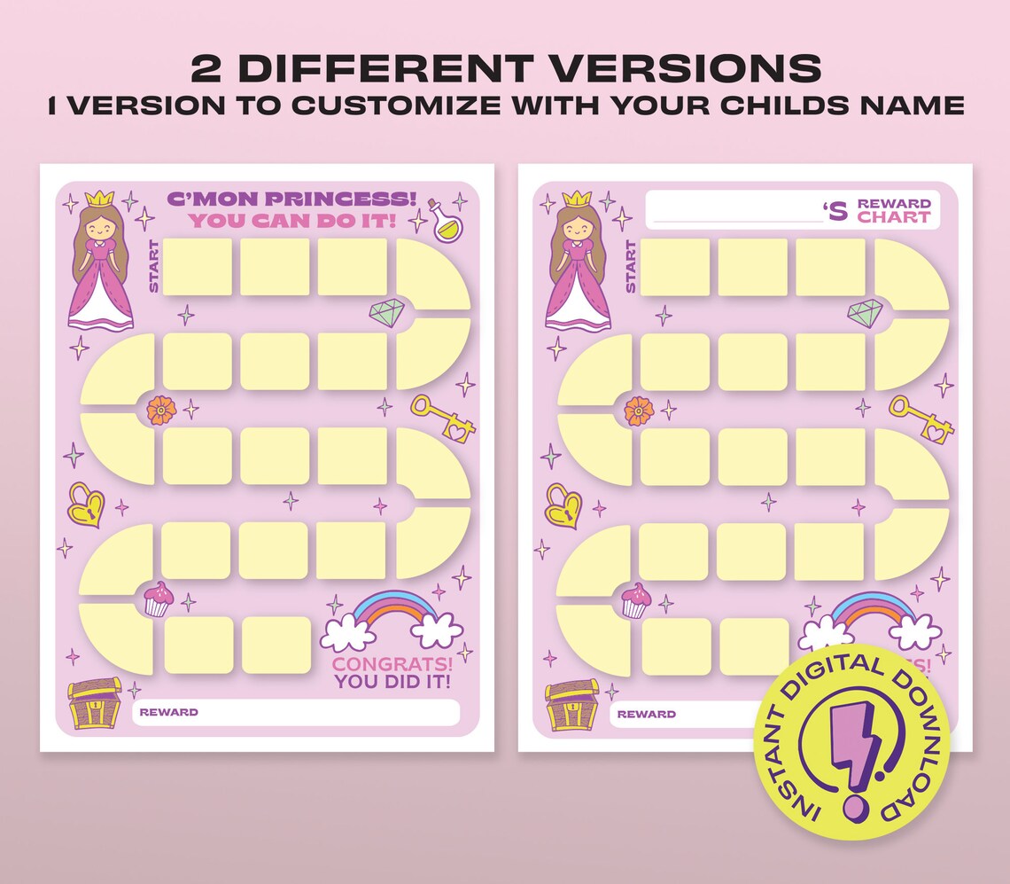 Fairytale Princess Reward Chart Printable A4 Chore Chart for Kids ...