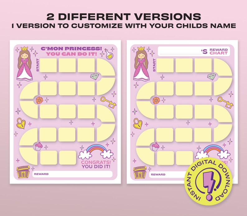 Fairytale Princess Reward Chart | Printable A4 Chore Chart for Kids ...