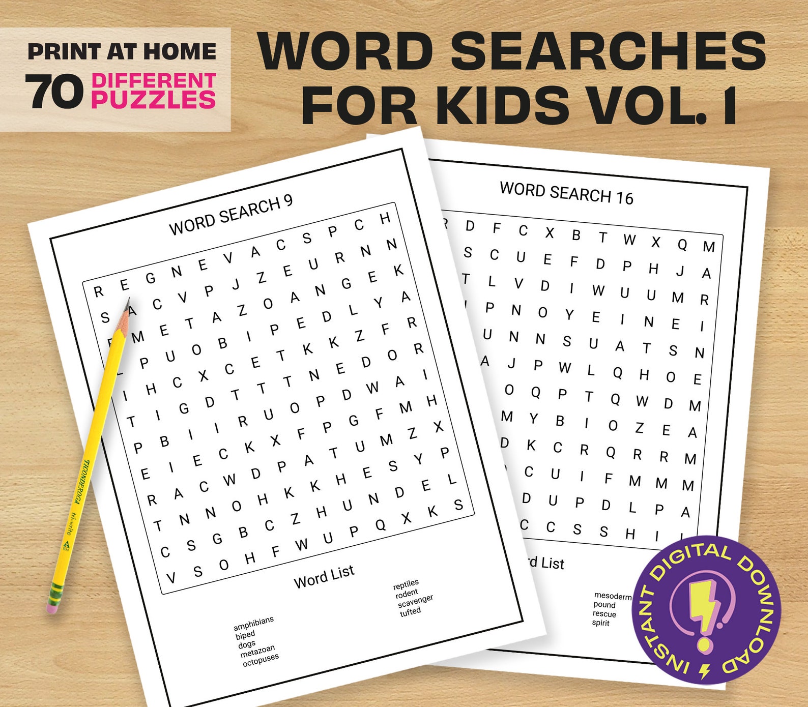 Printable Easy Word Searches for Kids Vol 1. | 70 Word Game Puzzles for ...