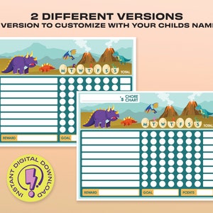 Cute Dinosuar Reward Chart | Printable Dinoa4 Chore Chart for Kids ...