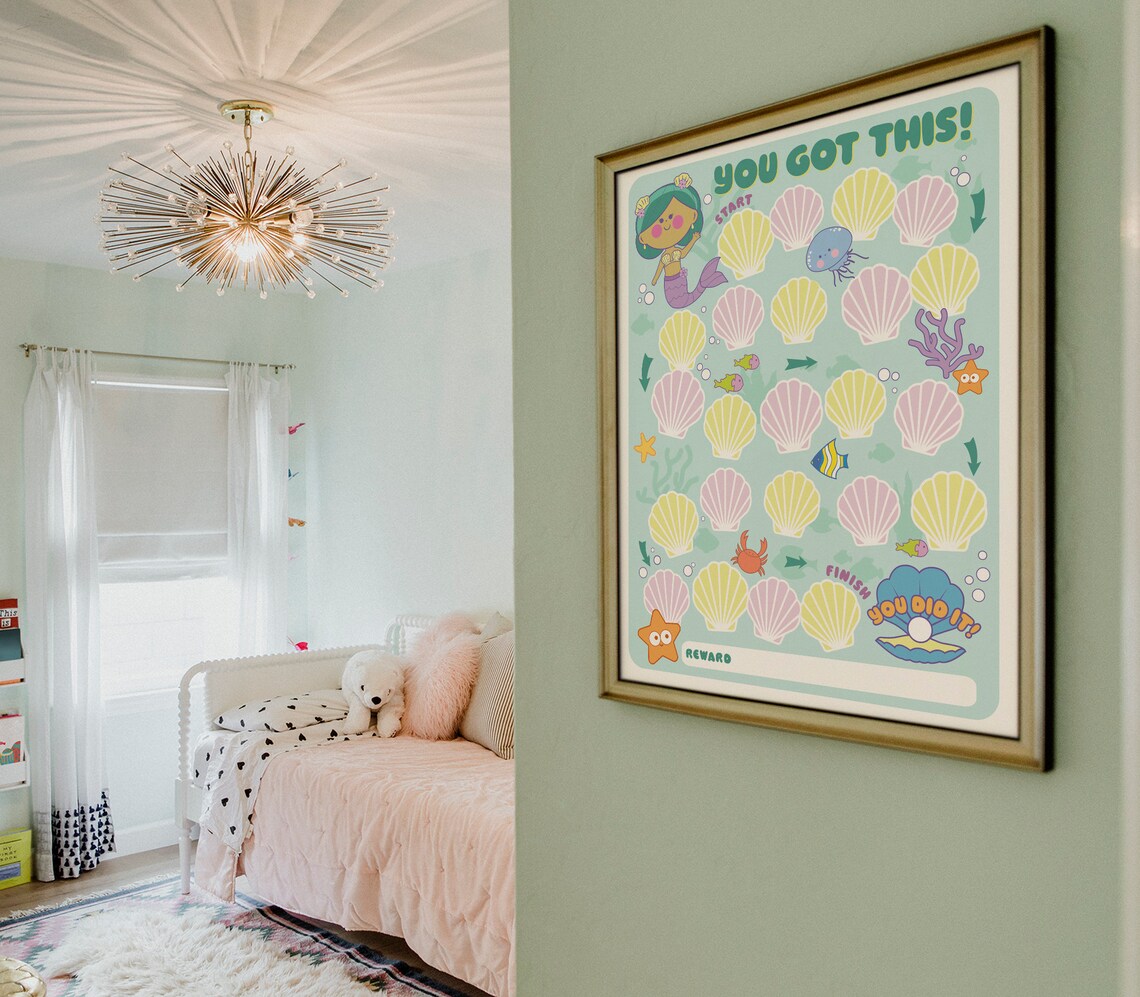 Cute Mermaid Reward Chart Printable A4 Chore Chart for Kids Behavior ...