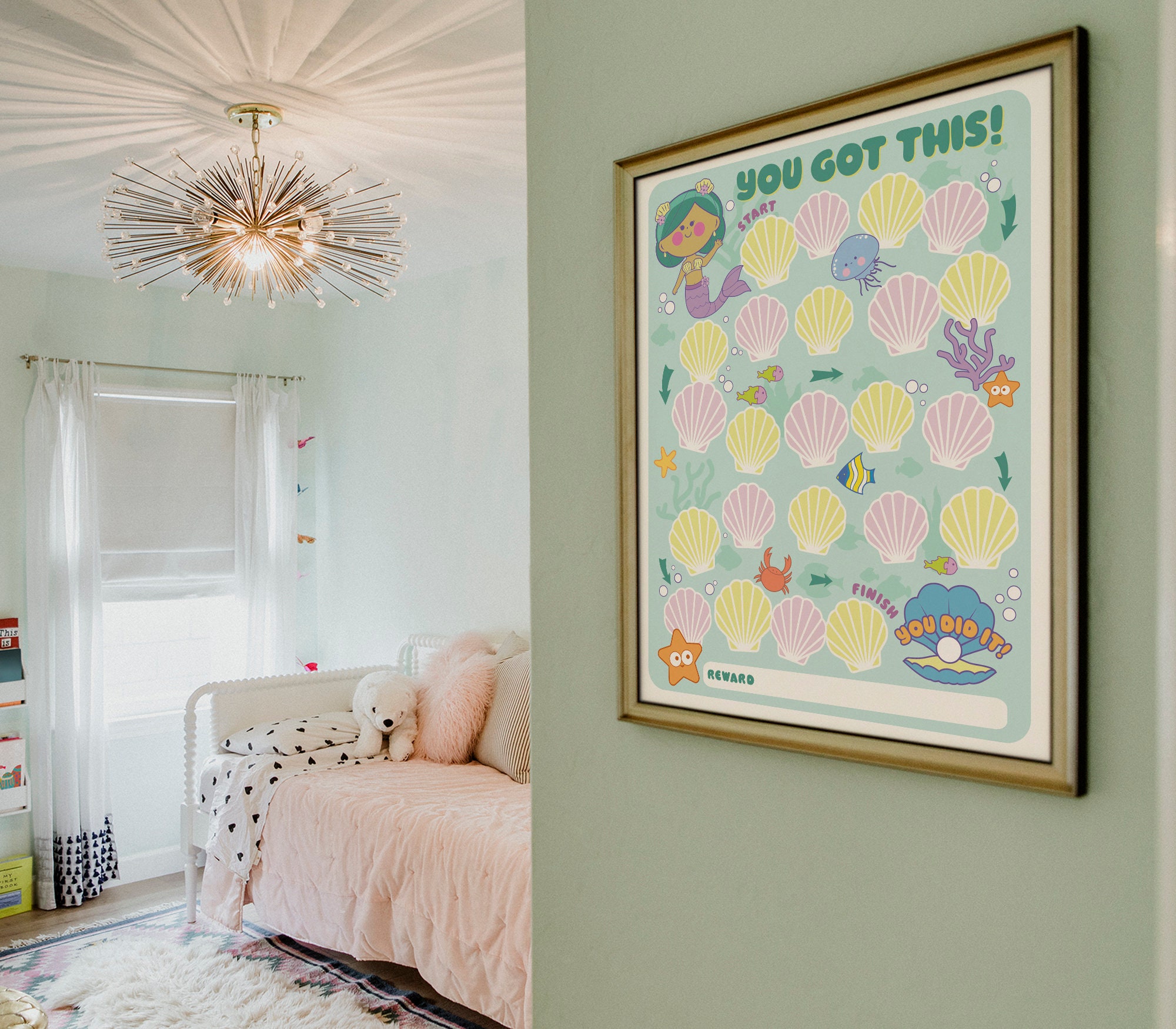 Cute Mermaid Reward Chart Printable A4 Chore Chart for Kids Behavior ...