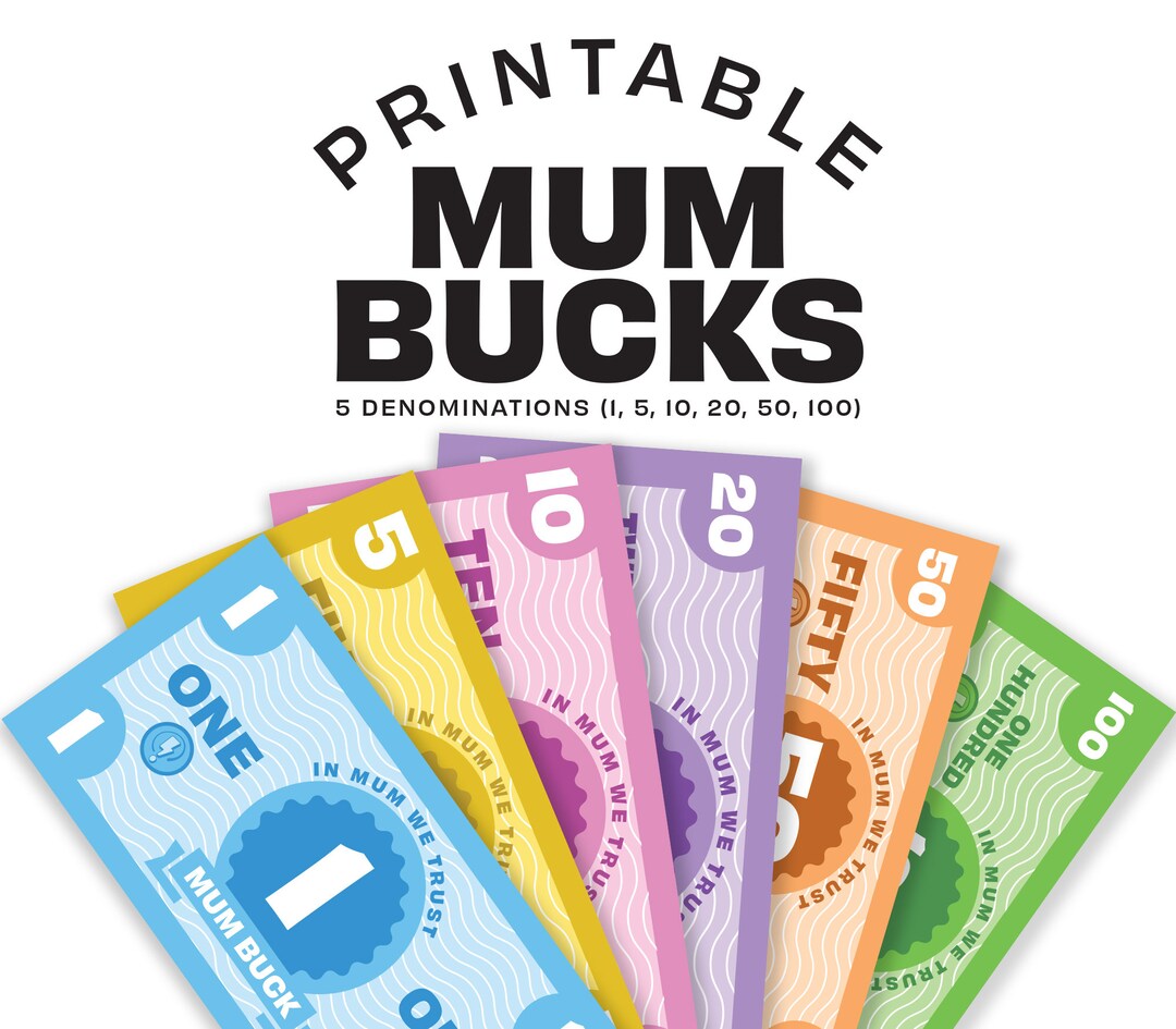 Printable Mum Bucks Play Money Kids Chore & Good Behavior Reward ...