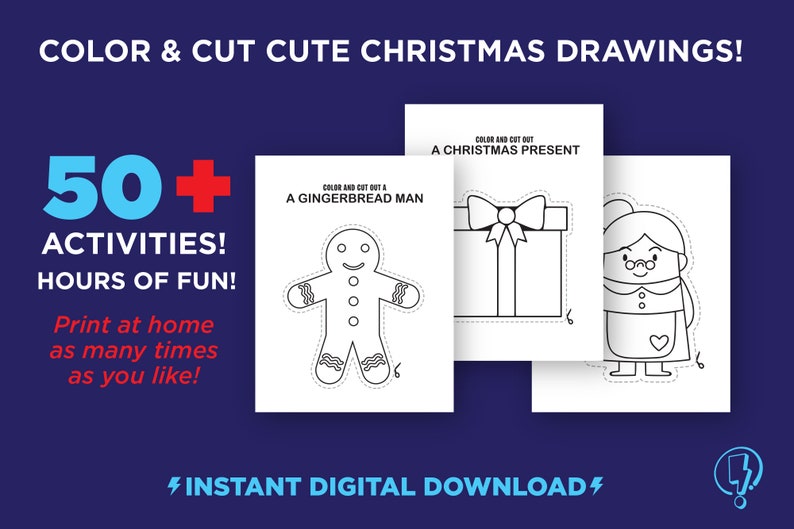 Christmas Cut & Color Printable Activity Sheets | Practice Scissor ...