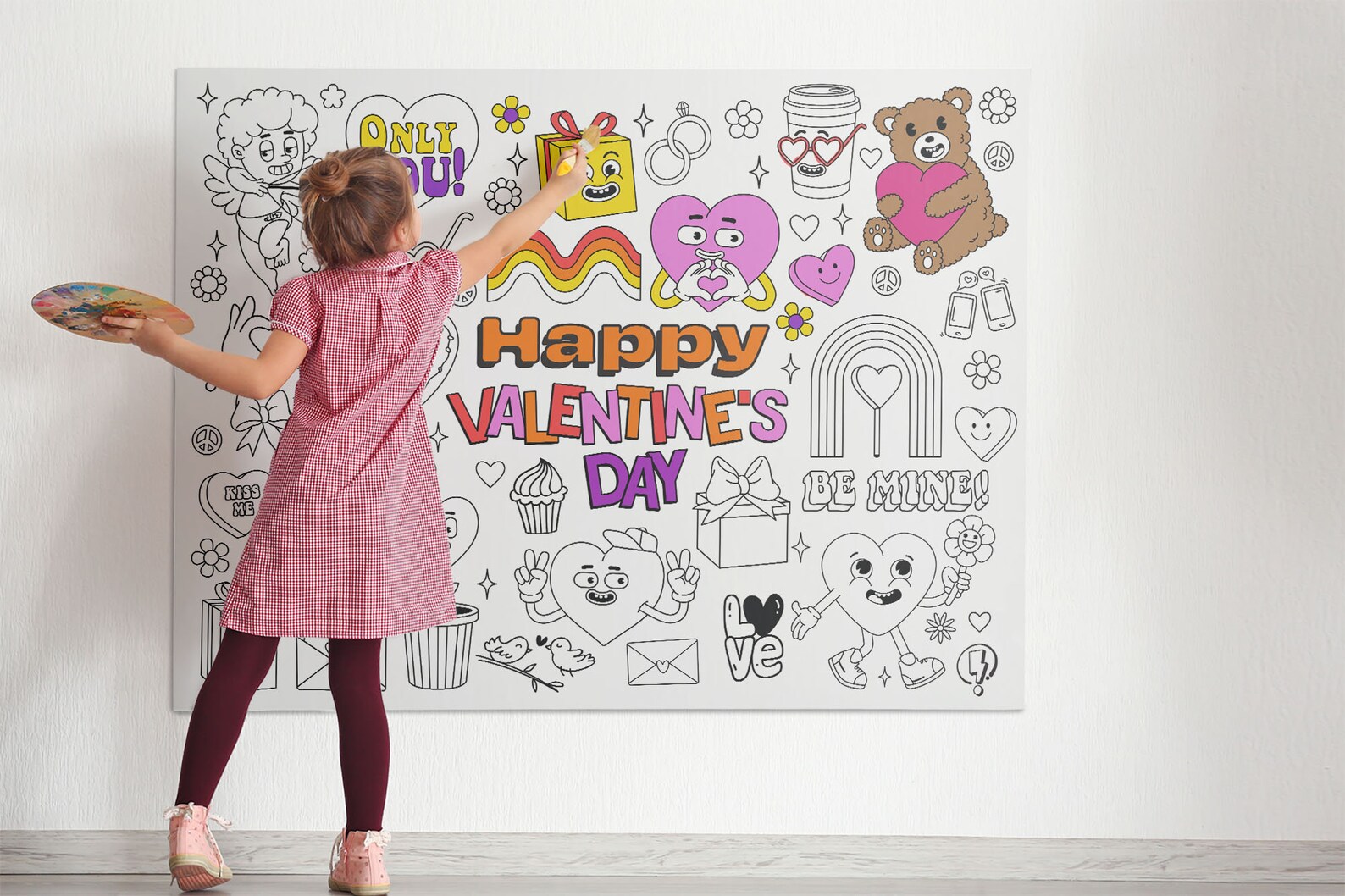 Giant Cute Valentines Day Doodles Coloring Poster | Printable ...
