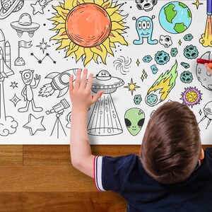 Giant Outer Space Doodles Coloring Poster | Printable Collaborative ...