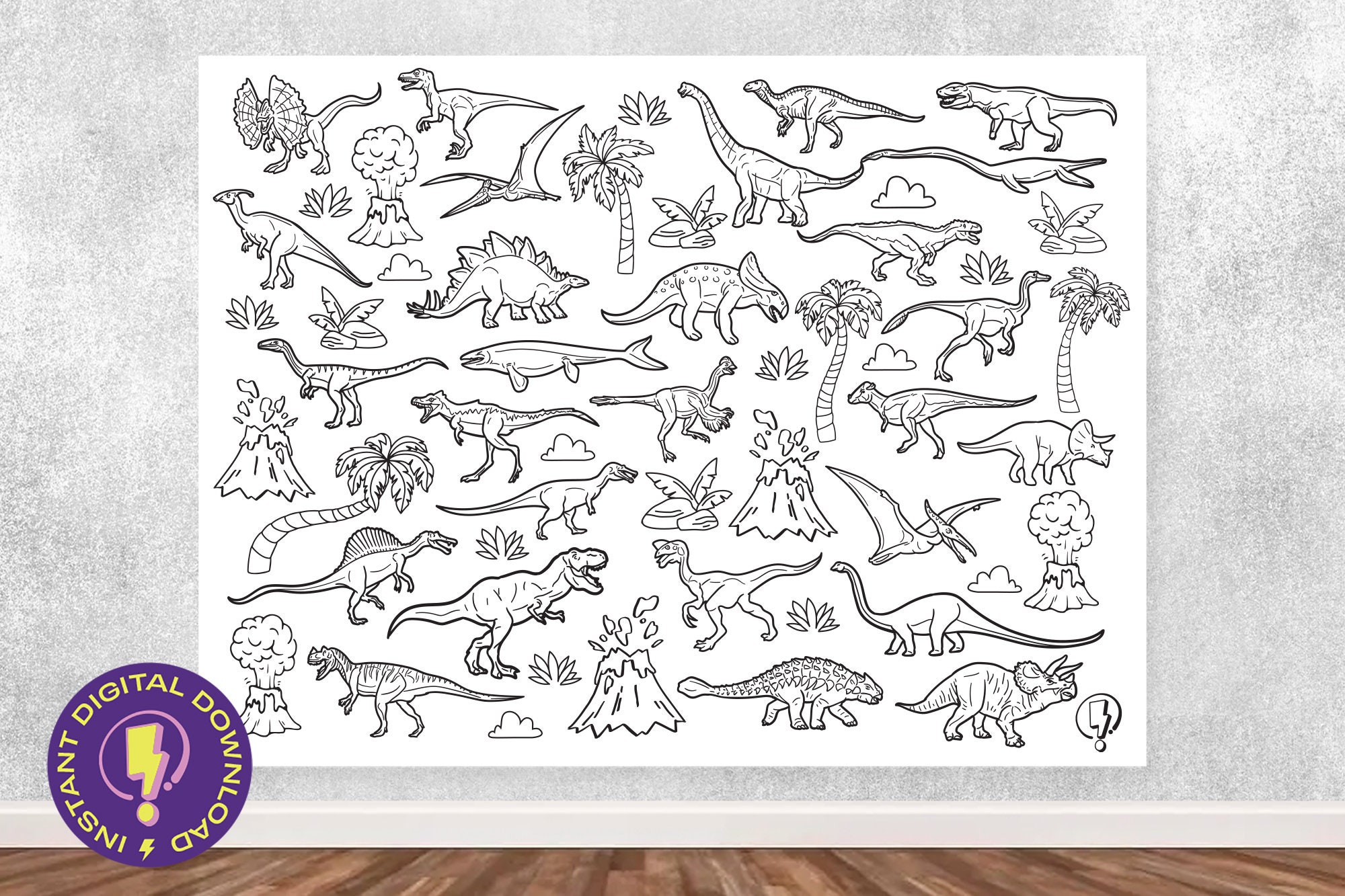 Giant Dinosaur Species Coloring Poster | Printable Collaborative ...