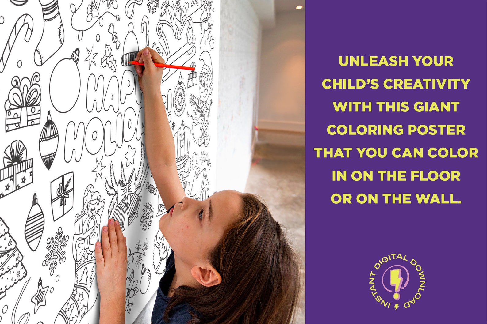 Giant Christmas Doodles Coloring Poster | Printable Holiday Coloring ...