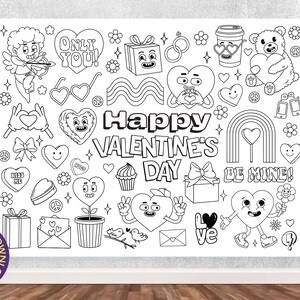 Giant Cute Valentines Day Doodles Coloring Poster | Printable ...