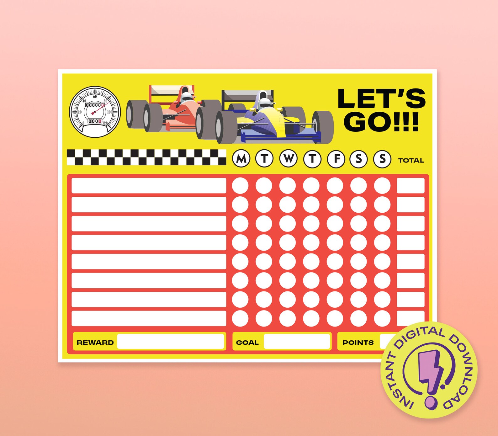 F1 Grand Prix Racing Reward Chart | Printable A4 Chore Chart for Kids ...