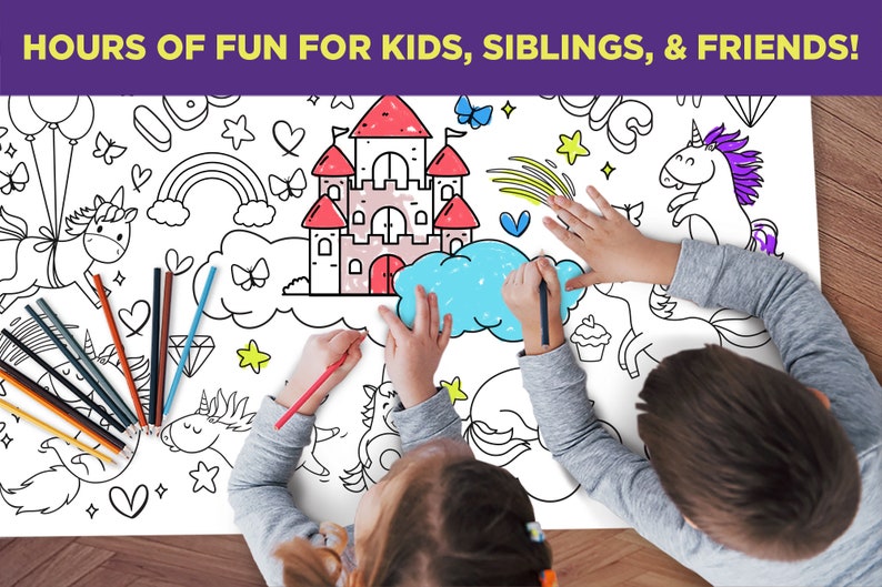 Giant Unicorn Doodles Coloring Poster | Printable Collaborative ...