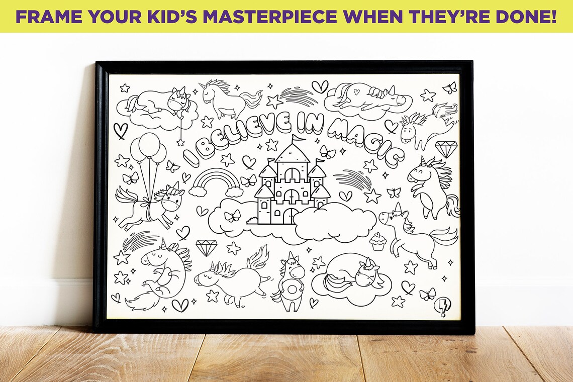 Giant Unicorn Doodles Coloring Poster | Printable Collaborative ...