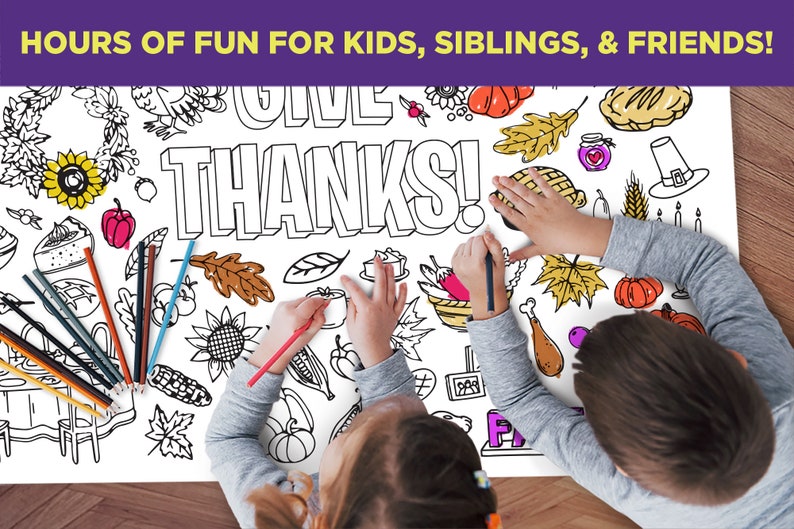 Giant Thanksgiving Doodles Coloring Poster | Printable Coloring Sheet ...