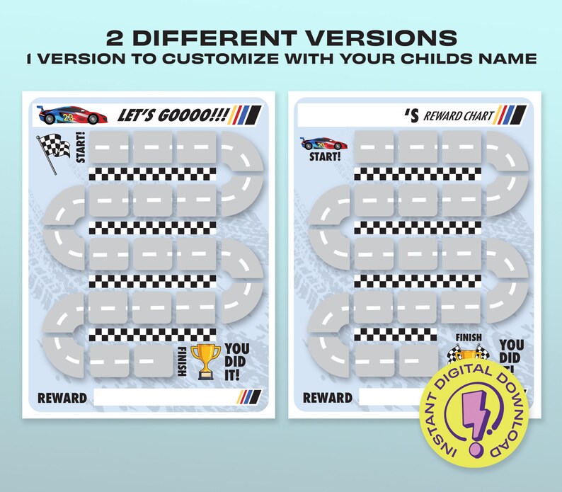 Racecar Reward Chart | Printable Racing Chore Chart for Kids | Behavior ...