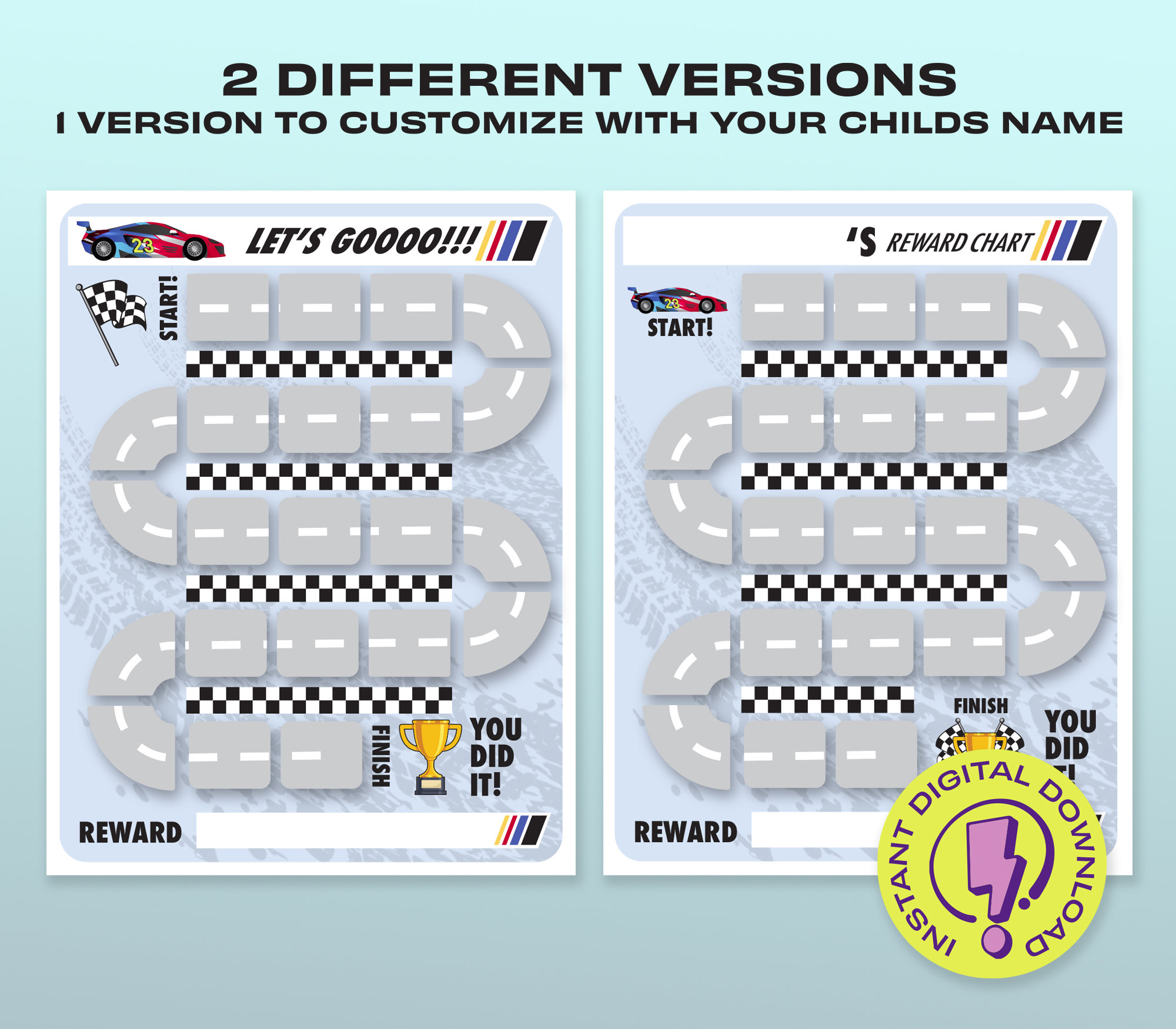 Racecar Reward Chart | Printable Racing Chore Chart for Kids | Behavior ...